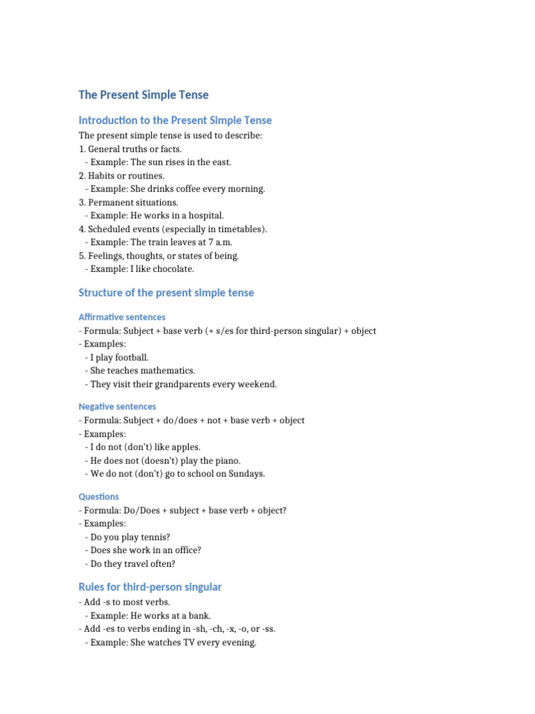 Understanding the Present Simple Tense | PDF | Verb | Linguistic Typology