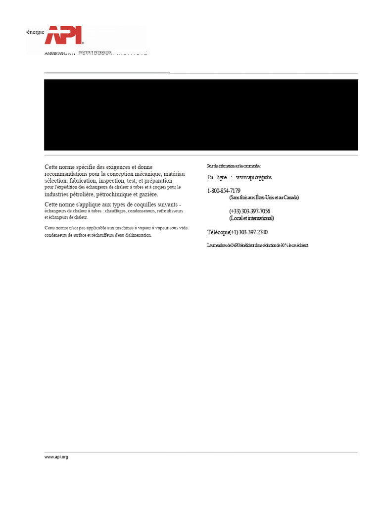 API Standard 660: Échangeurs de Chaleur À Coque Et Tubes | PDF ...