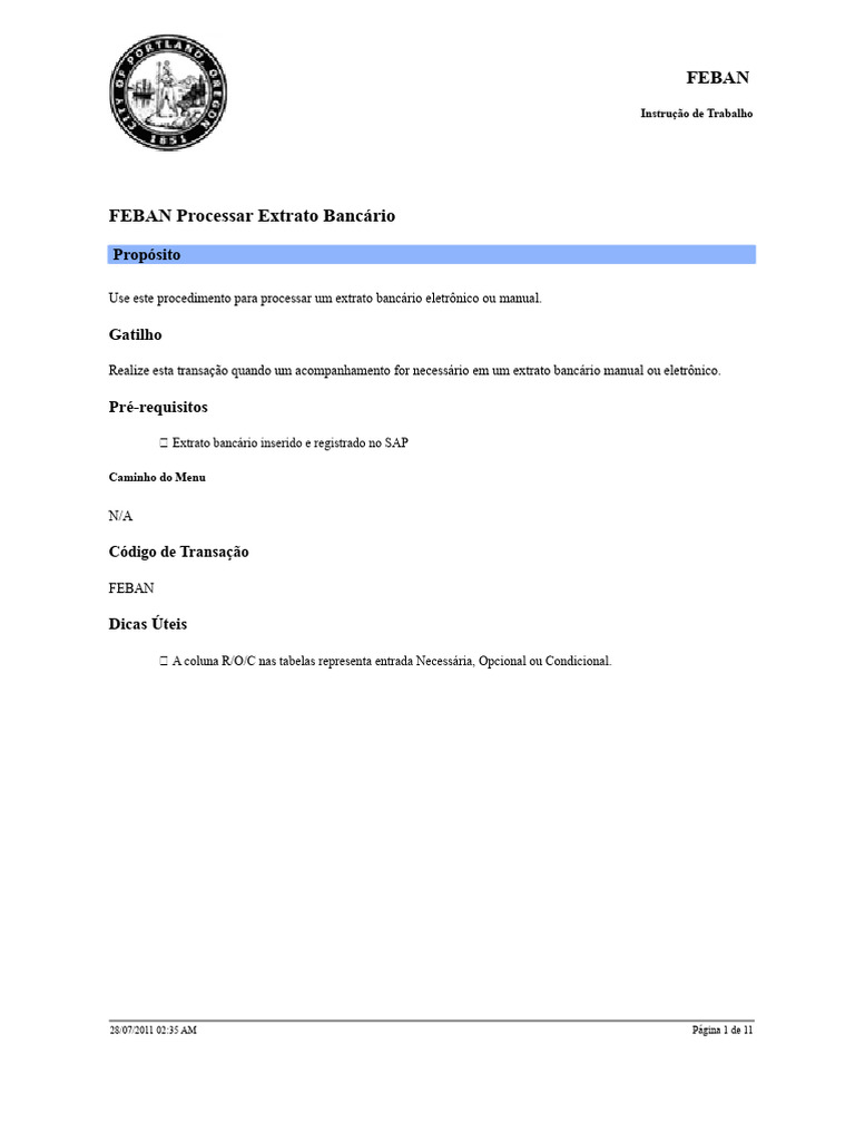Instruções para Processar Extrato FEBAN | PDF