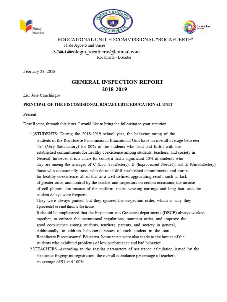 General Inspection Report | PDF