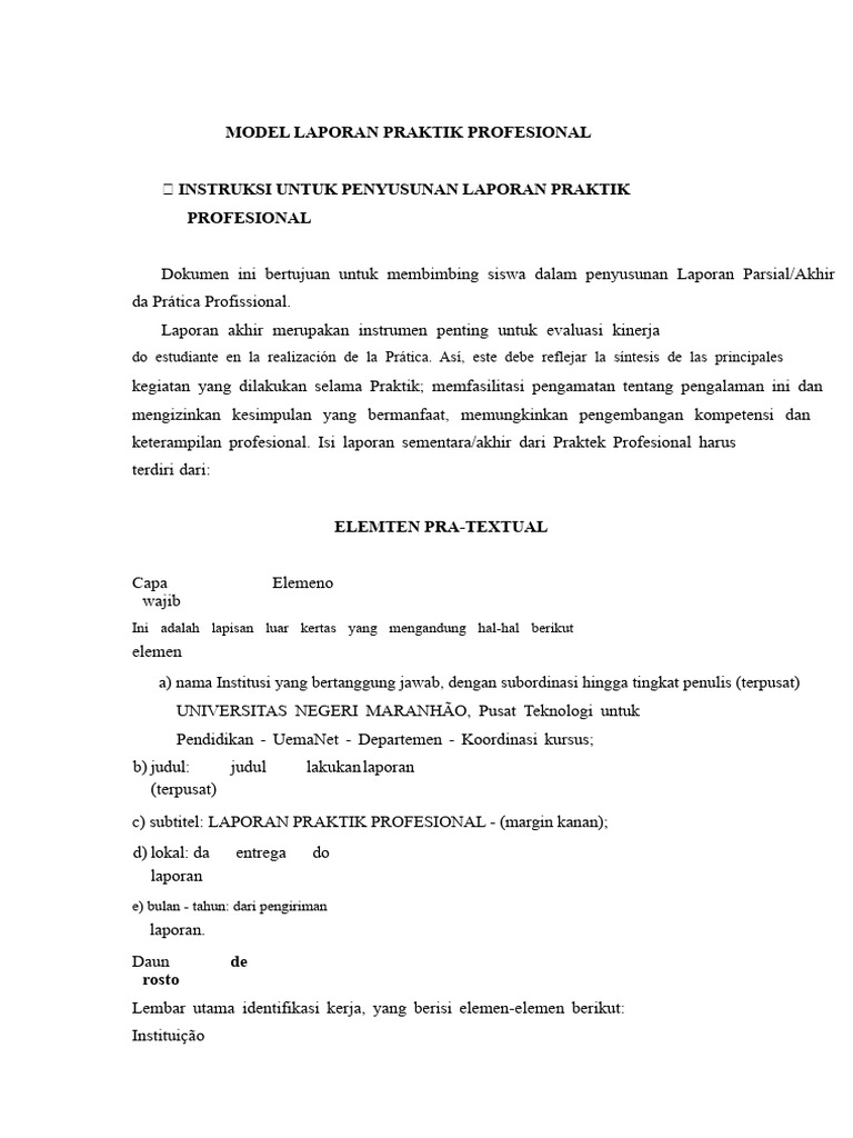 Panduan Laporan Praktik Profesional | PDF