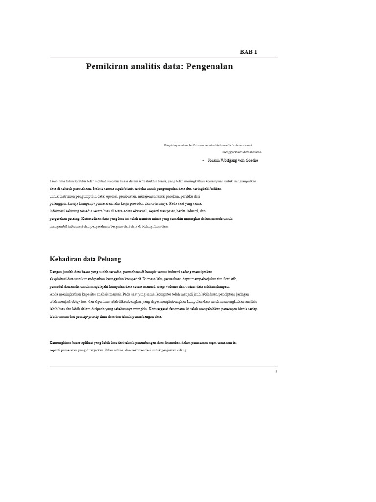 Pemikiran Analitis Data: Pengenalan | PDF