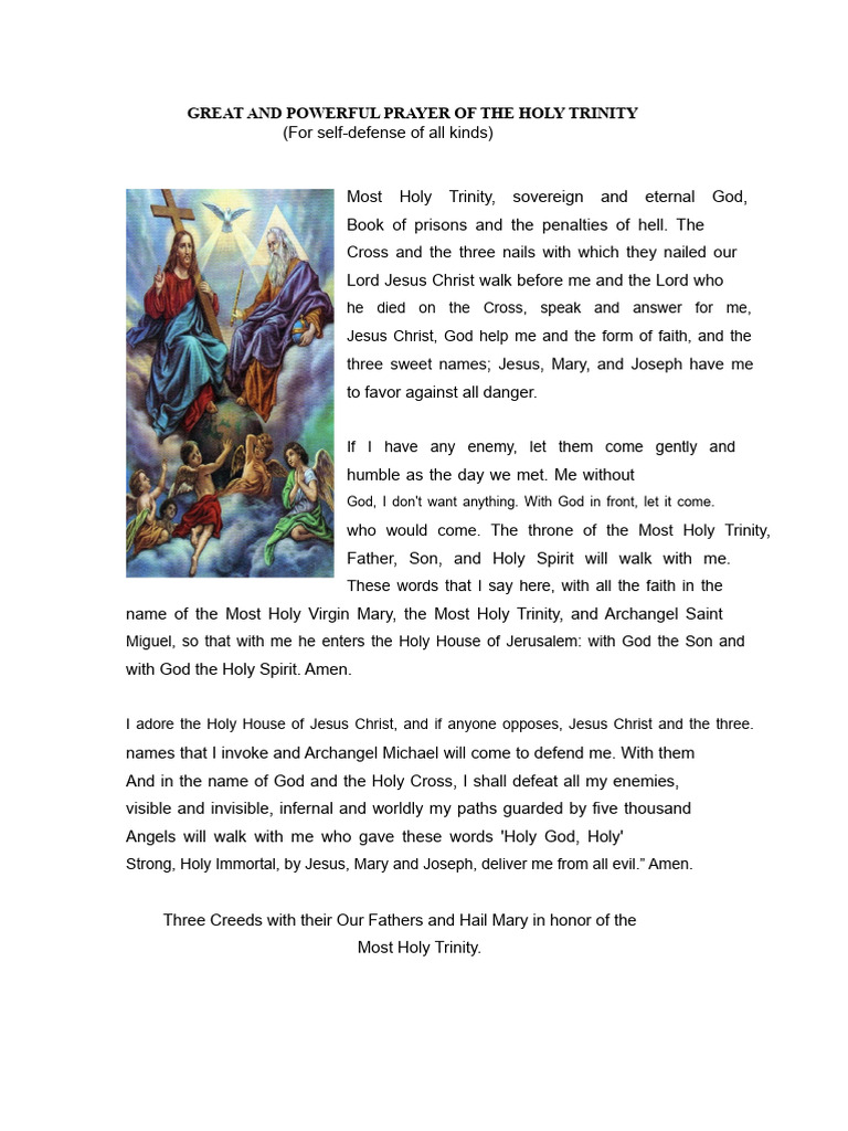 Great and Powerful Prayer of The Most Holy Trinity | PDF