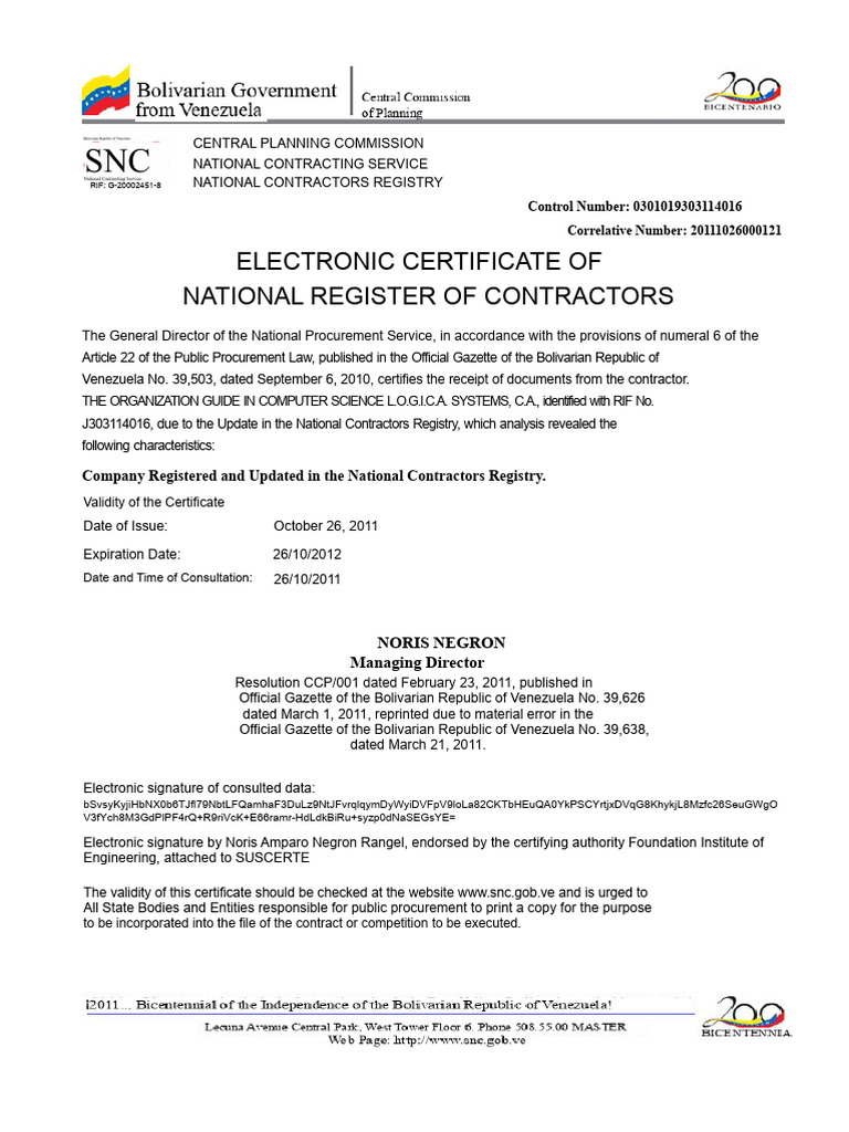 RNC Certificate | PDF
