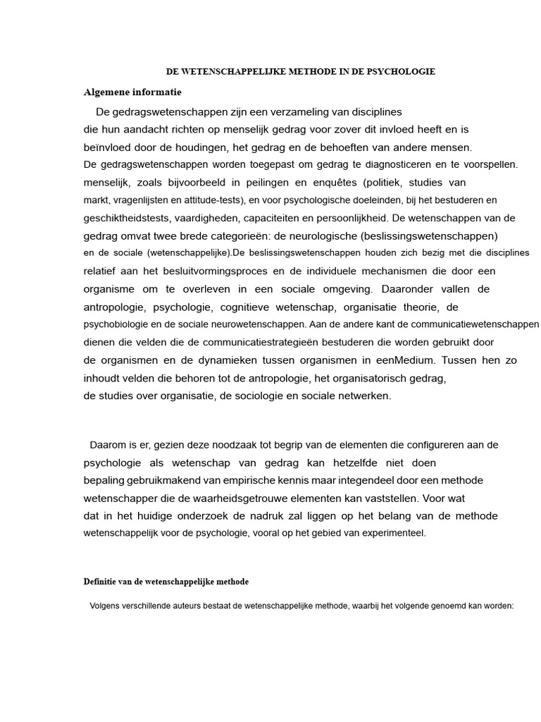 De Wetenschappelijke Methode in de Psychologie | PDF