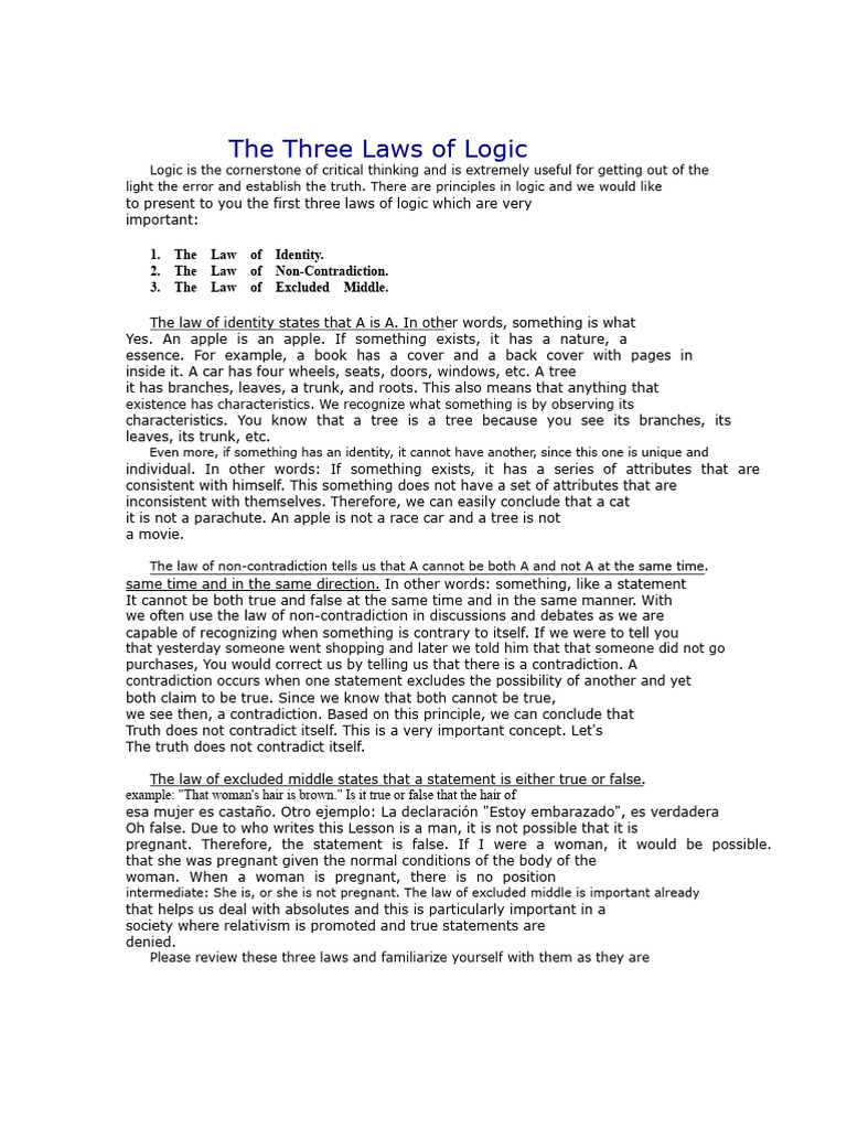 Understanding the Three Laws of Logic | PDF | Logic | Mathematical Logic