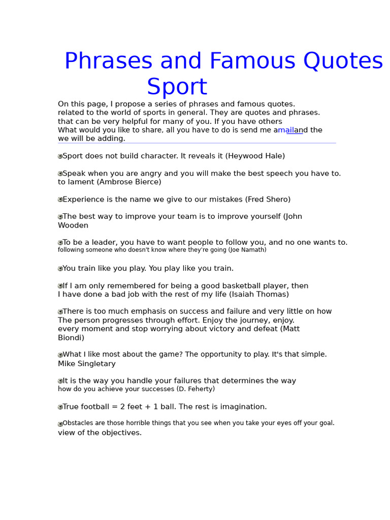 Phrases and Famous Quotes Sports | PDF