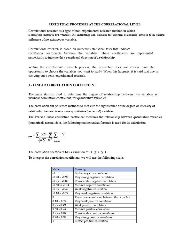 Correlational Level Statistical Processes | PDF | Scientific Method | Statistical Analysis