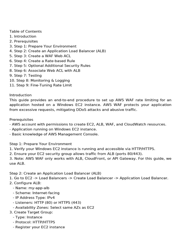 AWS WAF Rate Limiting Guide | PDF | Amazon Web Services | Load Balancing (Computing)
