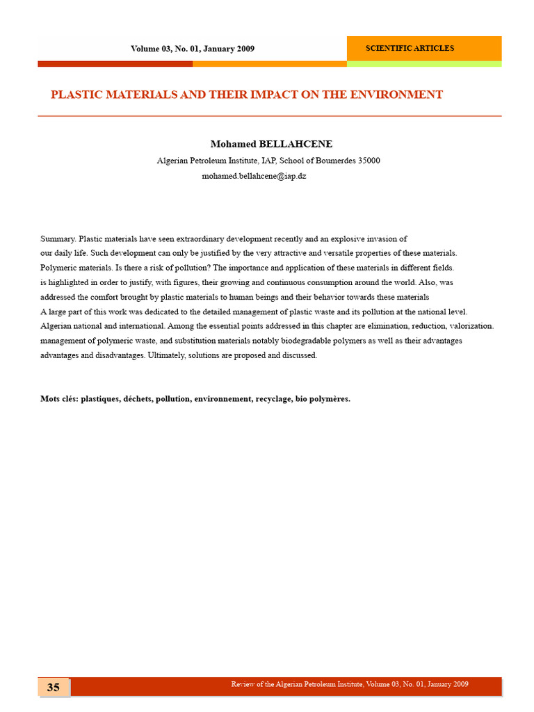 Plastic Materials and Their Impact On The Environment | PDF | Plastic ...