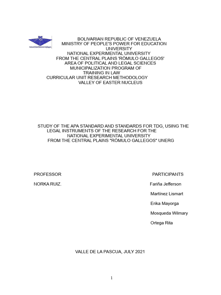 Research Methodology - APA Guidelines and UNERG TDG Guidelines | PDF ...