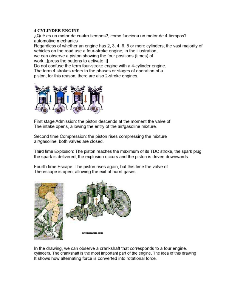 4 Cylinder Engine | PDF | Internal Combustion Engine | Pump