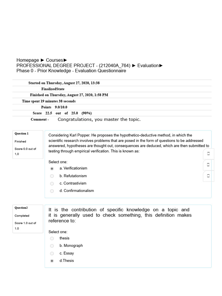 Phase 0 - Prior Knowledge - Assessment Questionnaire | PDF ...