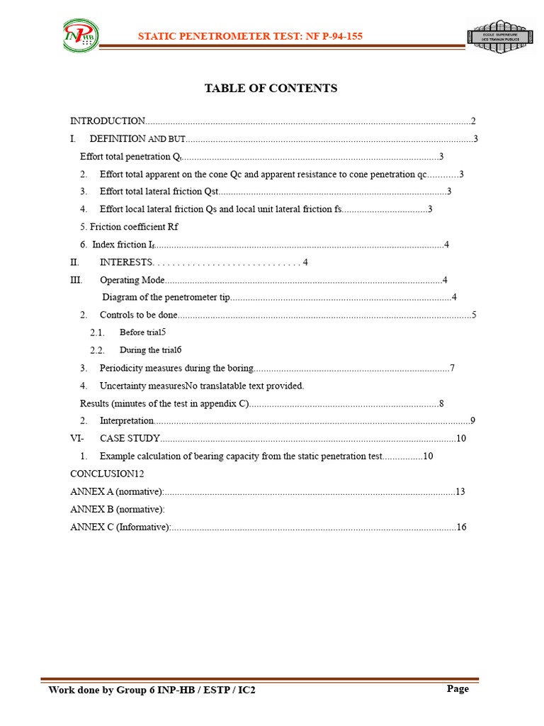 Static Penetrometer Test Overview | PDF | Calibration | Pressure ...