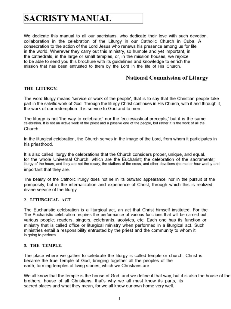 Elementary Manual of The Sacristy | PDF | Liturgical Year | Eucharist