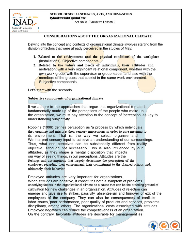 Understanding Organizational Climate Factors | PDF | Attitude ...