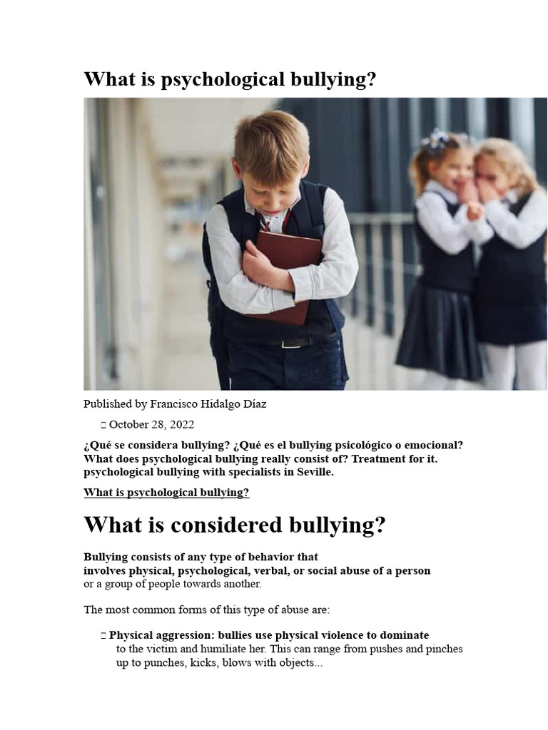 What Is Psychological Bullying? | PDF | Bullying | Psychological Abuse