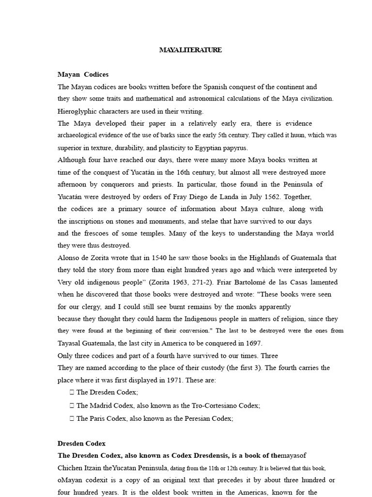 Overview of Mayan Codices and Culture | PDF | Maya Civilization ...