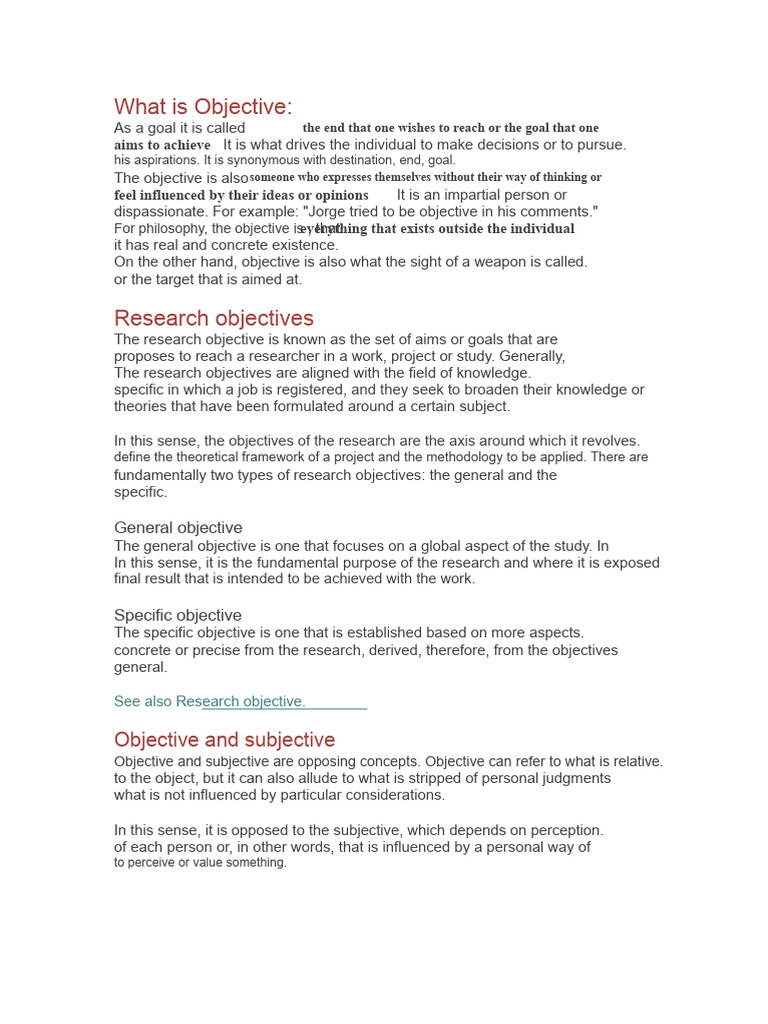 Understanding Objectives in Research | PDF