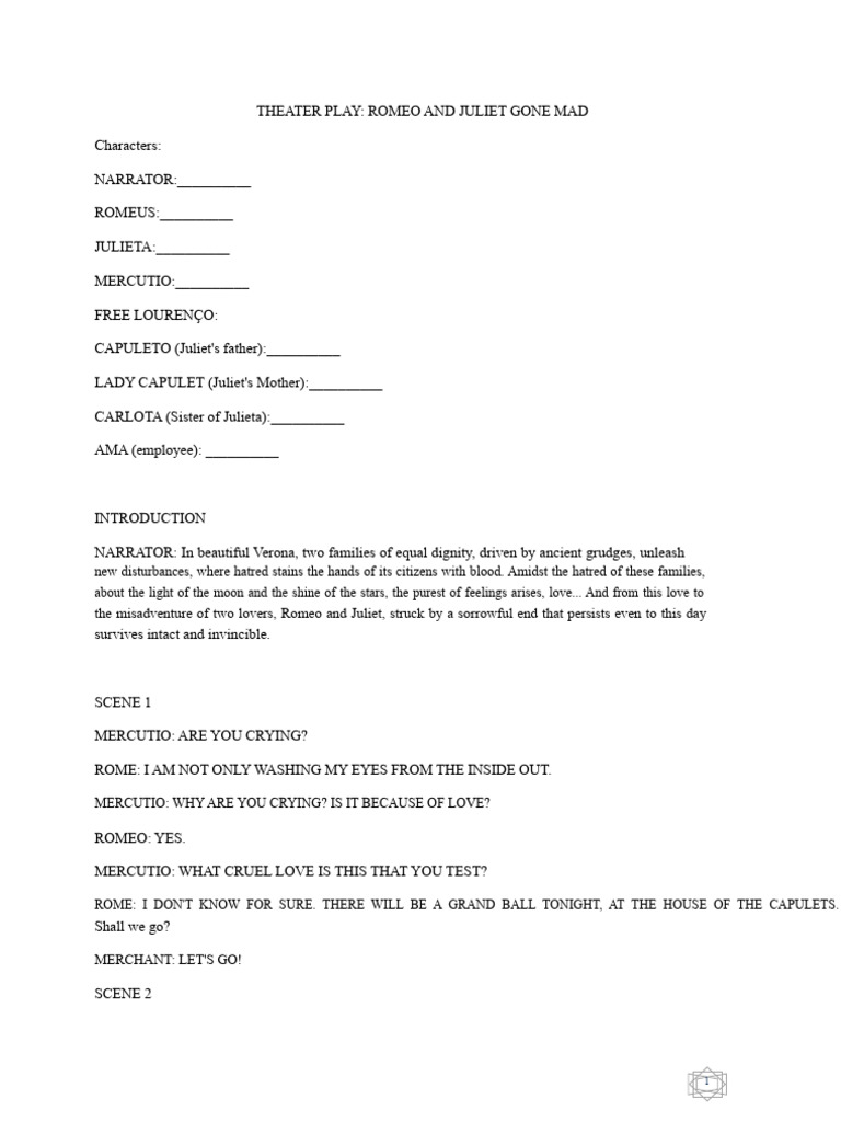 Theater Play - Romeo and Juliet Went Crazy | PDF | Characters In Romeo ...