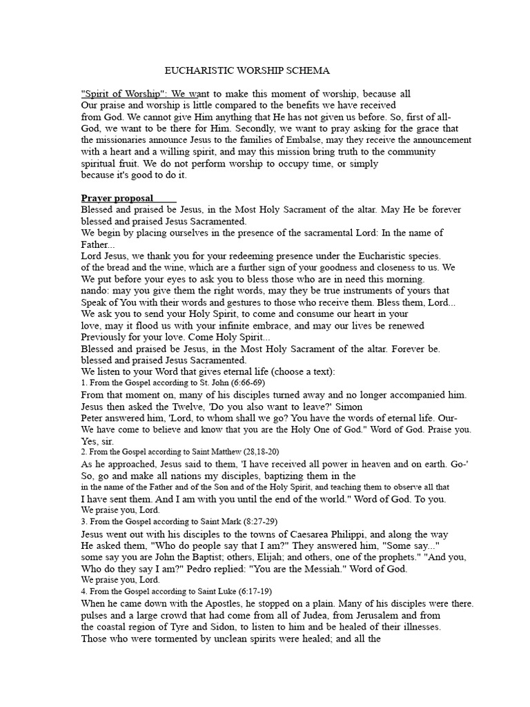 Eucharistic Worship Outline | PDF | Eucharist | Jesus