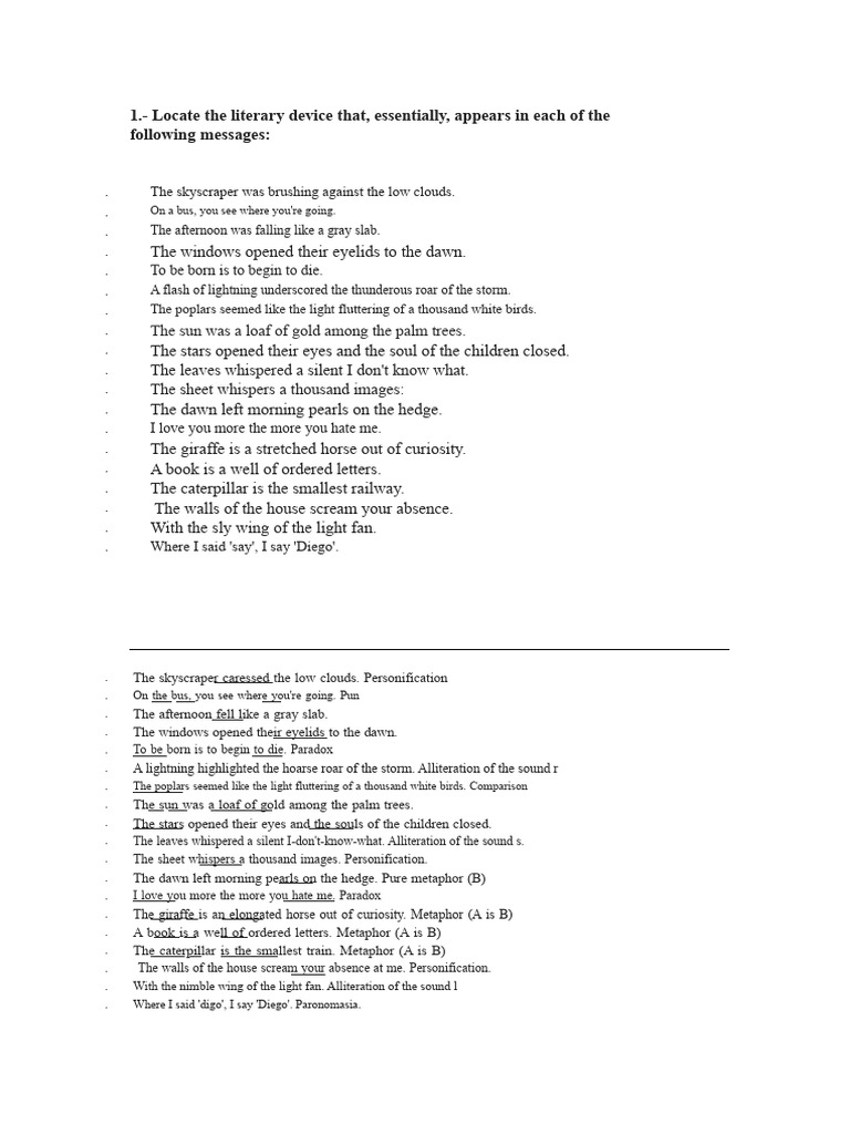 Literary Resources Exercises | PDF