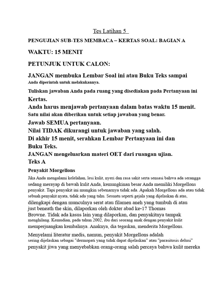 Tes Membaca OET Penuh ABC-2 | PDF
