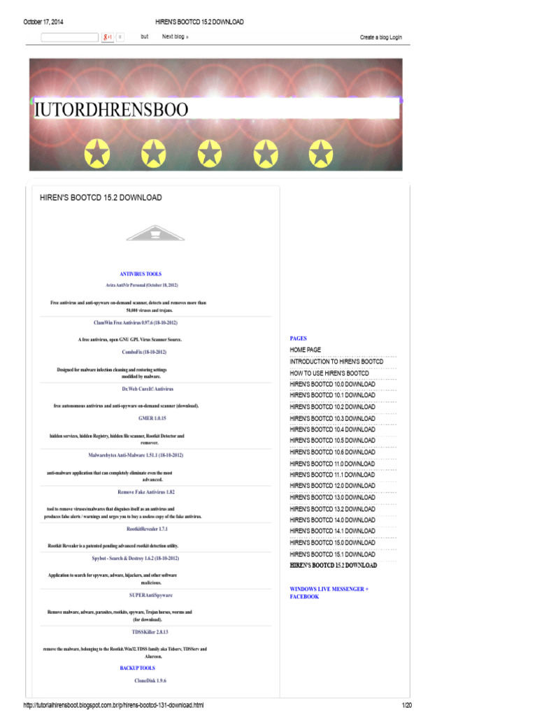 Hiren's Boot CD Tutorial - HIREN's BOOTCD 15 | PDF | Antivirus Software ...