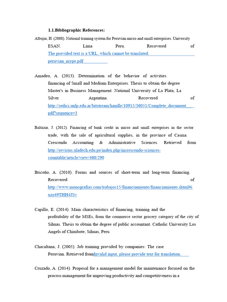 Bibliographic References | PDF | Peru | Economies