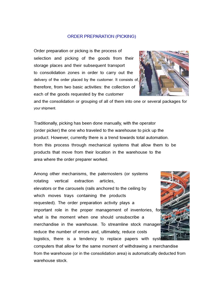 Order Preparation and Picking Automation | PDF | Warehouse | Logistics