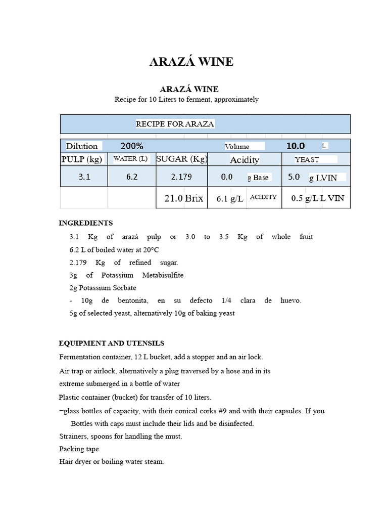 Arazá Wine | PDF | Wine | Water