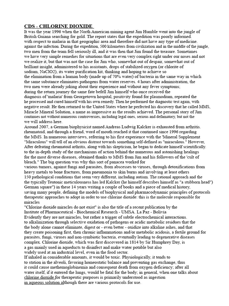 CDS Chlorine Dioxide | PDF | Treaty | Chemical Reactions