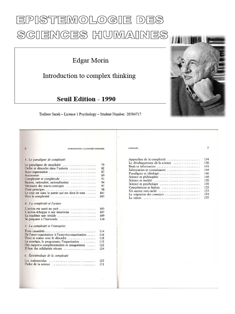 Edgar Morin's Complex Thought Explained | PDF | System | Thought