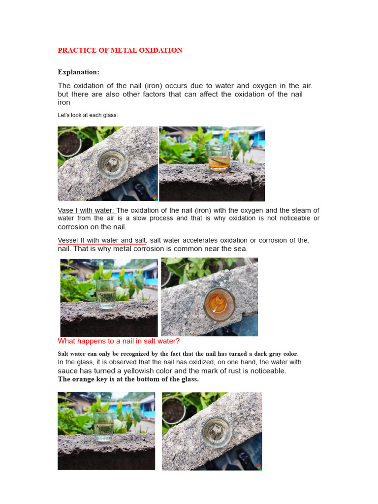 Practice of The Oxidation of Metals May 23 To 27 | PDF | Rust | Iron