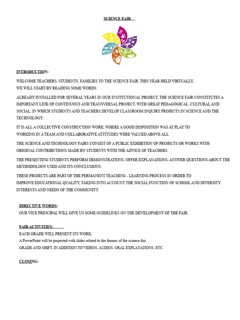 Science Fair Words | PDF