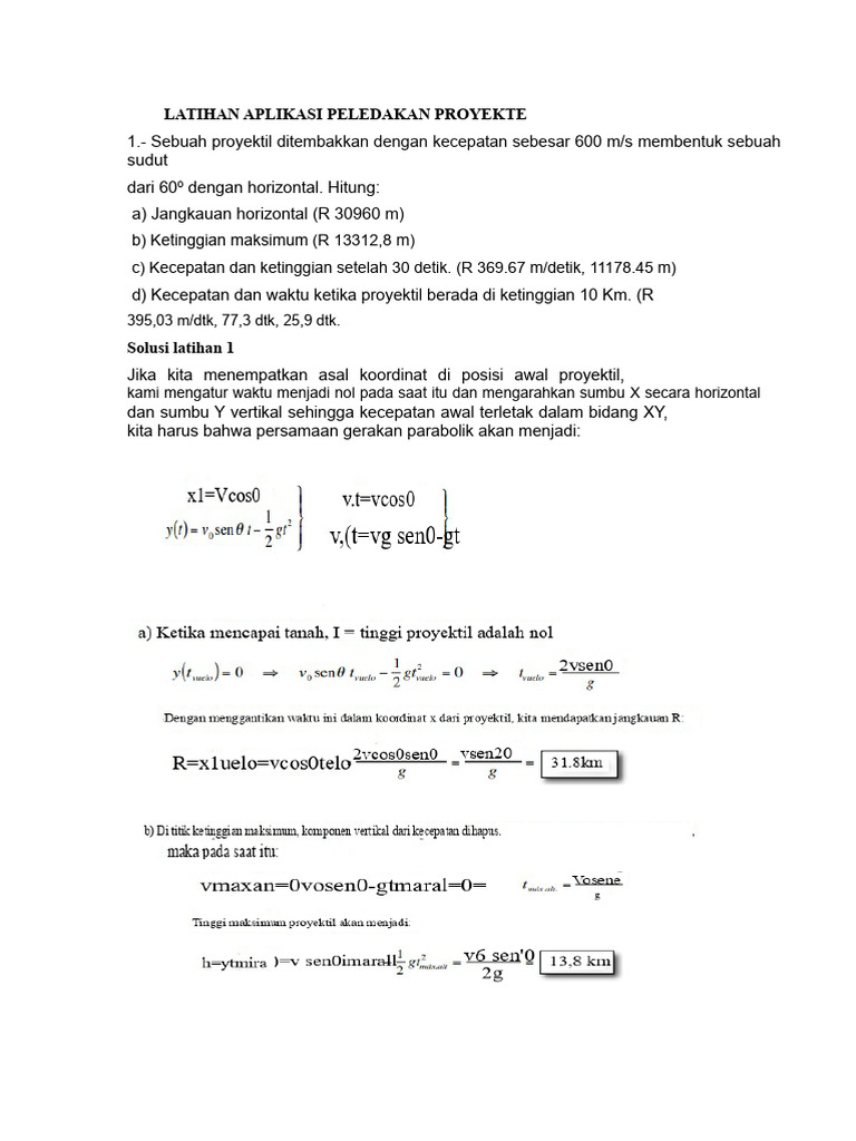 Latihan Proyektil: Hitung Jangkauan & Ketinggian | PDF