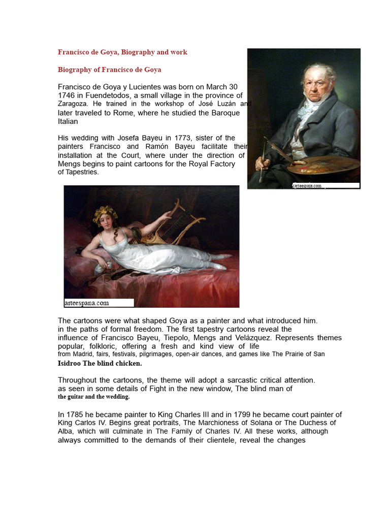 Biography of Francisco de Goya | PDF | Francisco Goya | Paintings