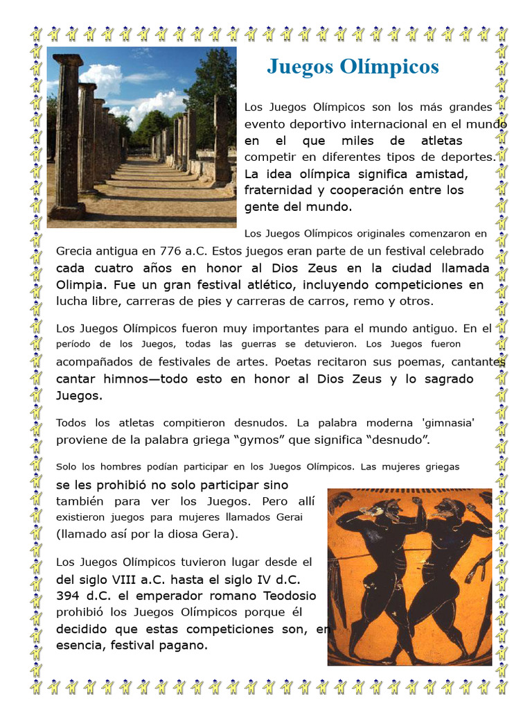 Ejercicios de Comprensión Lectora Sobre Los Juegos Olímpicos - 67951 ...