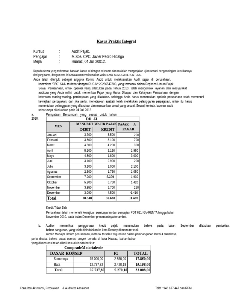 Kasus Praktis Terpadu Audit Pajak | PDF