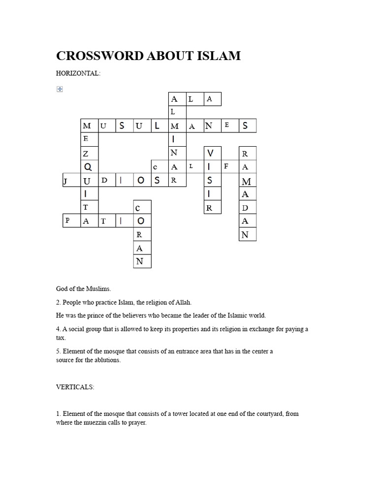 Islamic Crossword Puzzle Guide | PDF