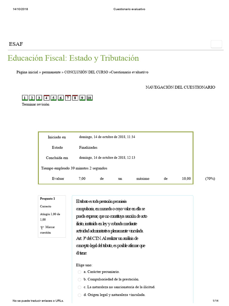 ESAF - Educación Fiscal Estado y Tributación - Prueba | PDF | Estado ...