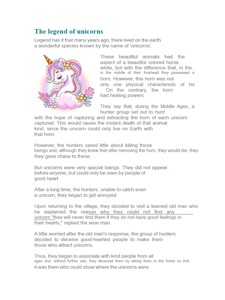 The Legend of Unicorns | PDF | Unicorn | Hunting