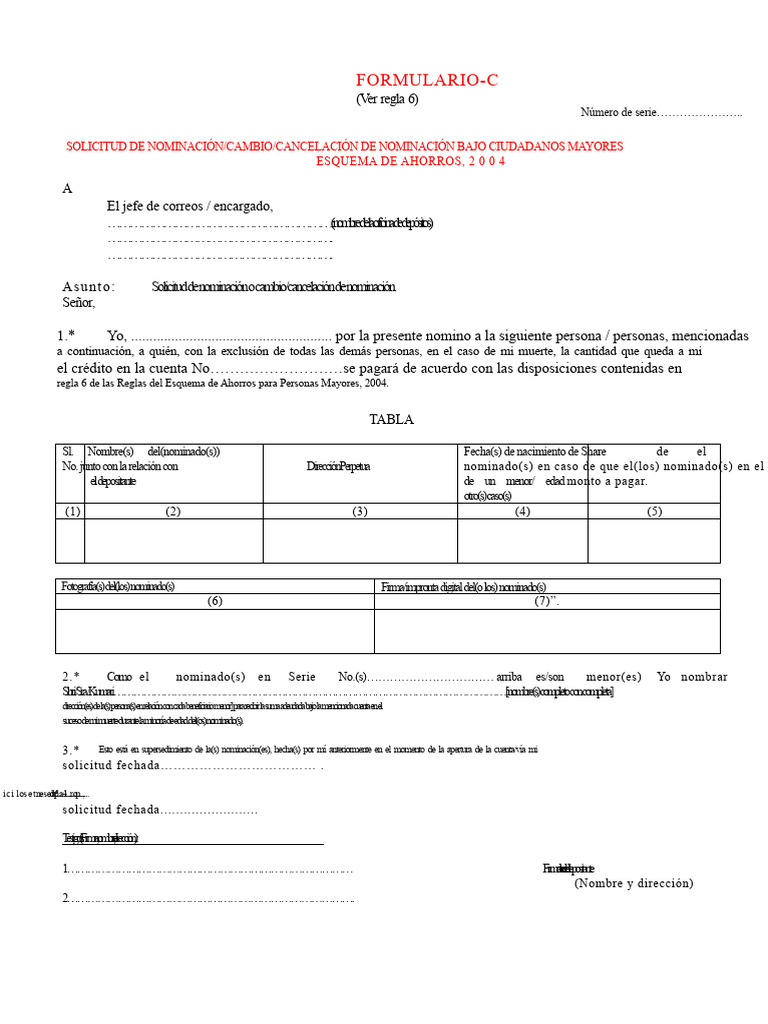 Formulario C para SCSS | PDF