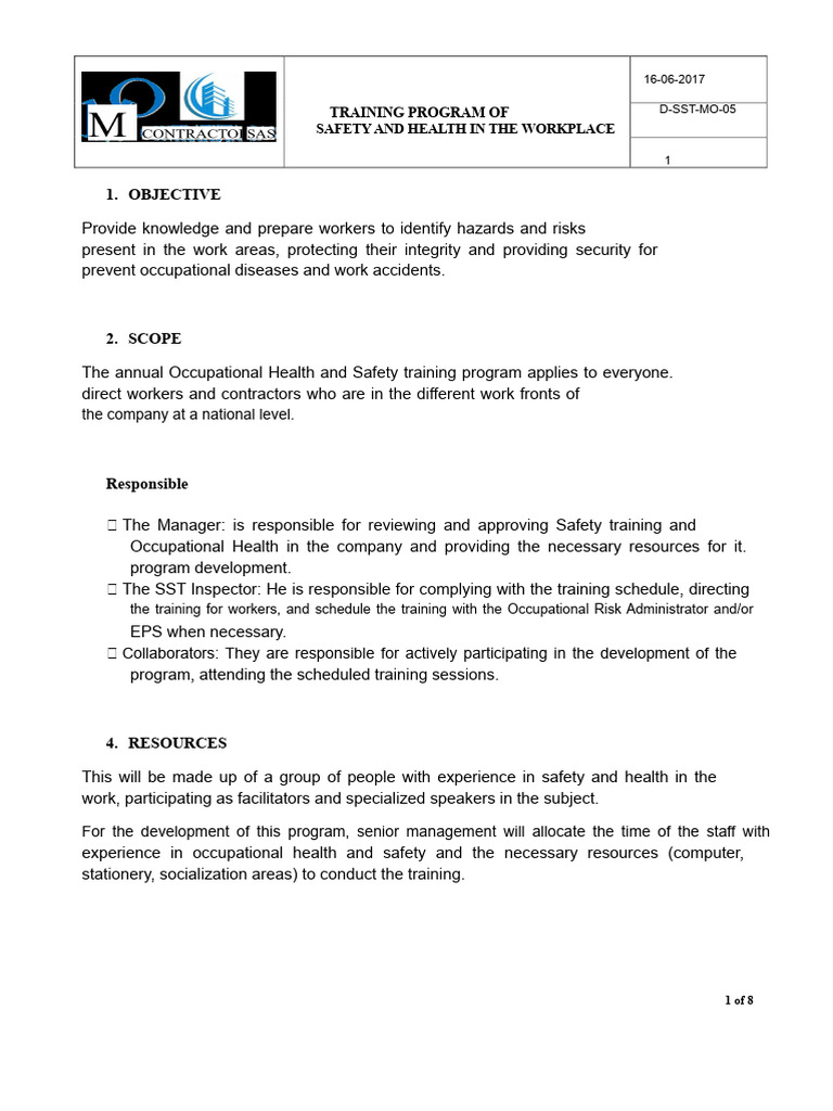 Workplace Safety and Health Training Program | PDF | Occupational ...