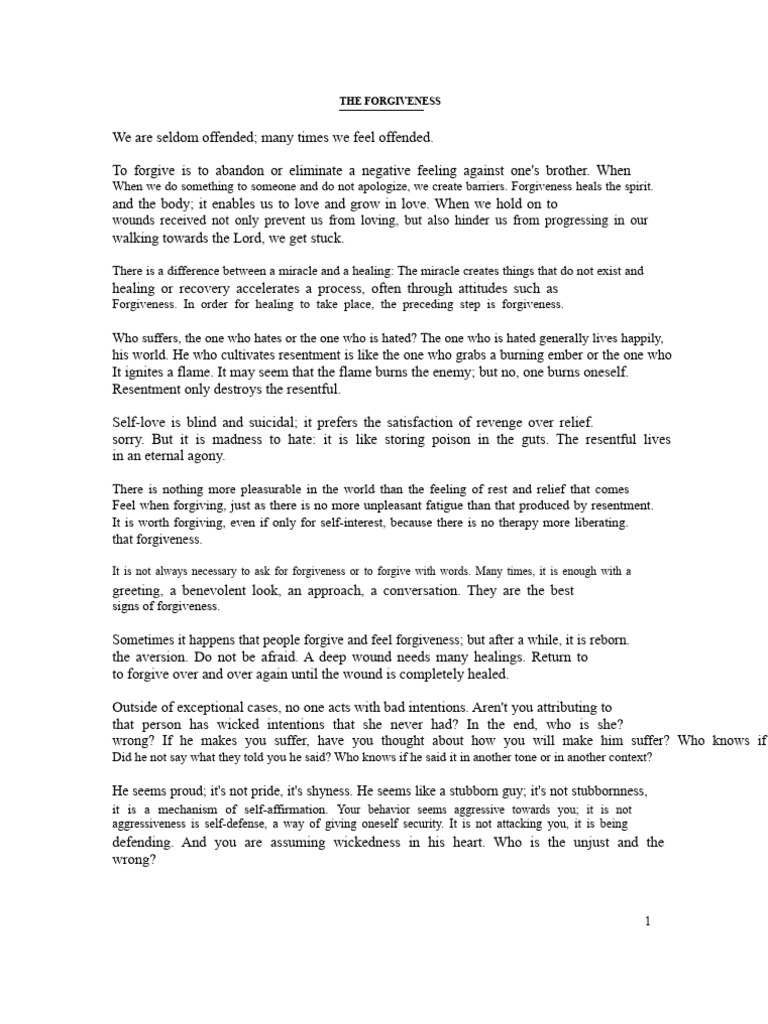 The Power of Forgiveness Explained | PDF | Forgiveness | Grace In ...