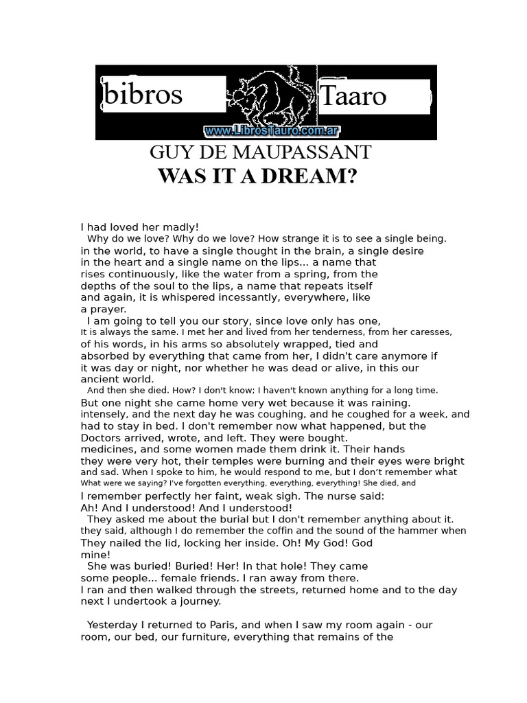 Maupassant, Guy de - It Was A Dream | PDF | Mirror