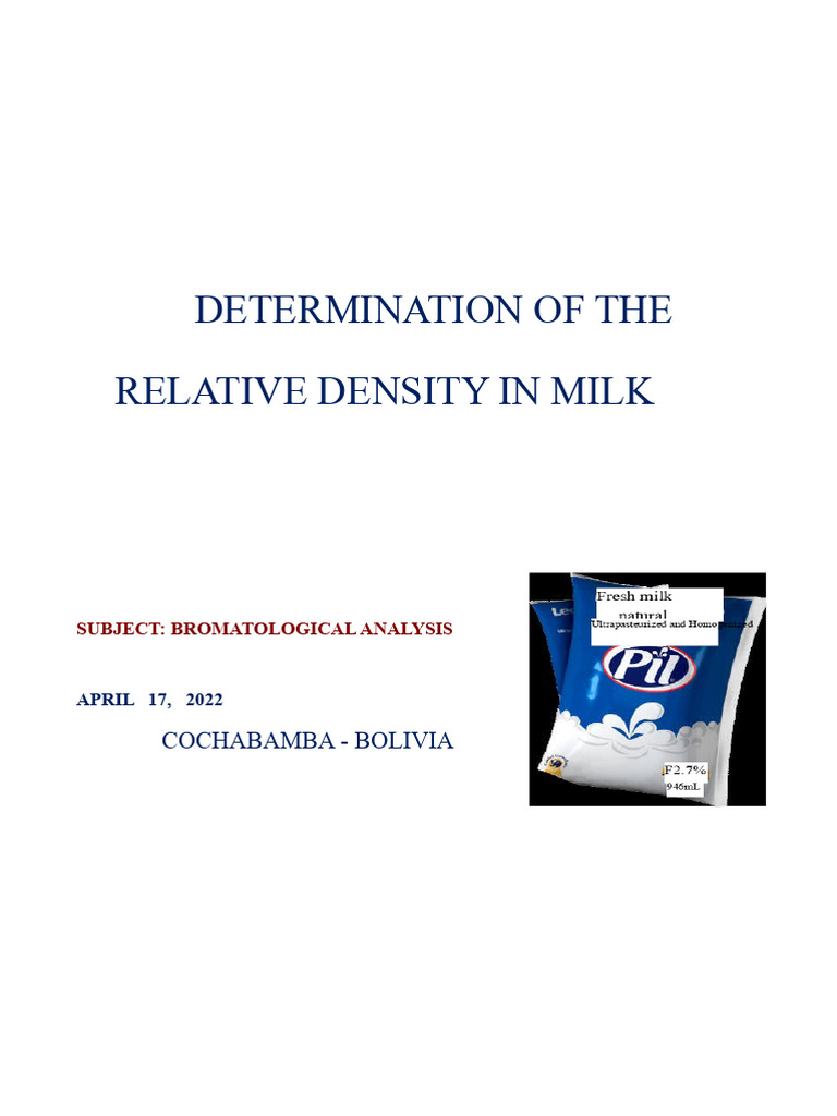 Introduction To The Determination of Milk Density | PDF | Milk | Density