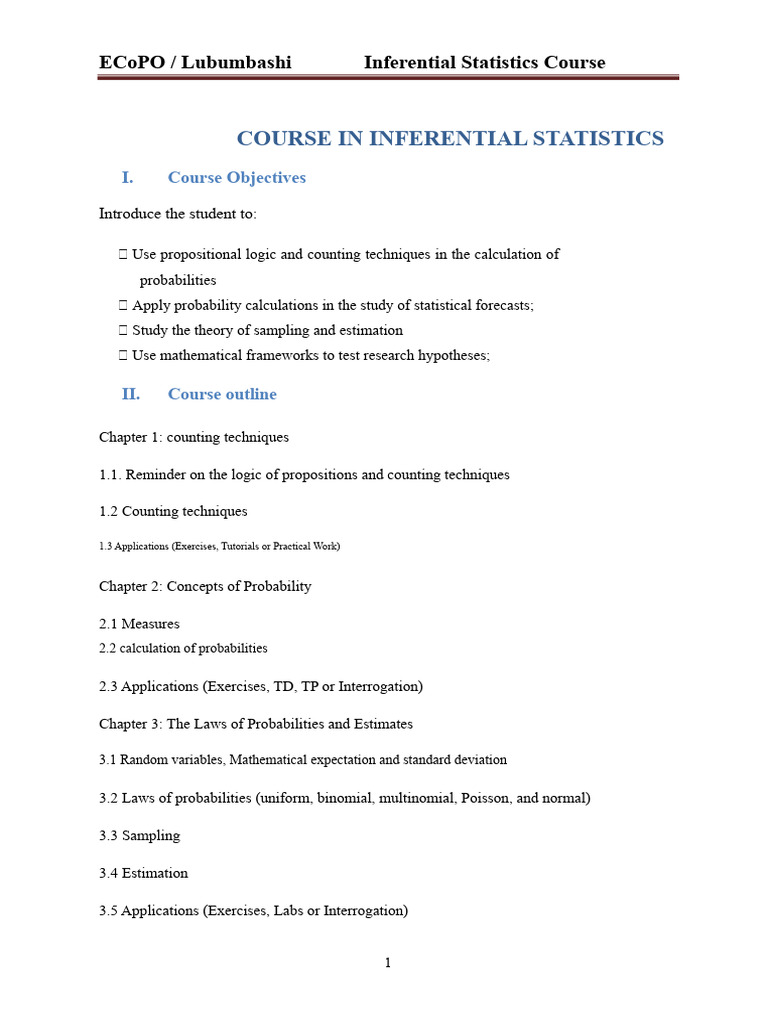Course On Inferential Statistics | PDF | Set (Mathematics) | Hypothesis