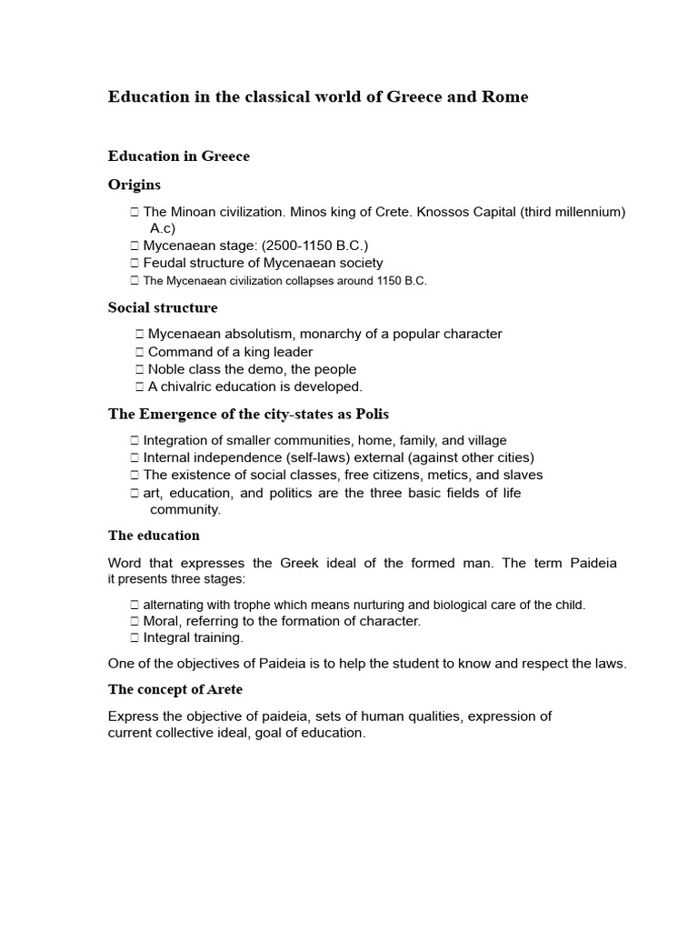 Education in The Classical World of Greece and Rome | PDF | Ancient ...