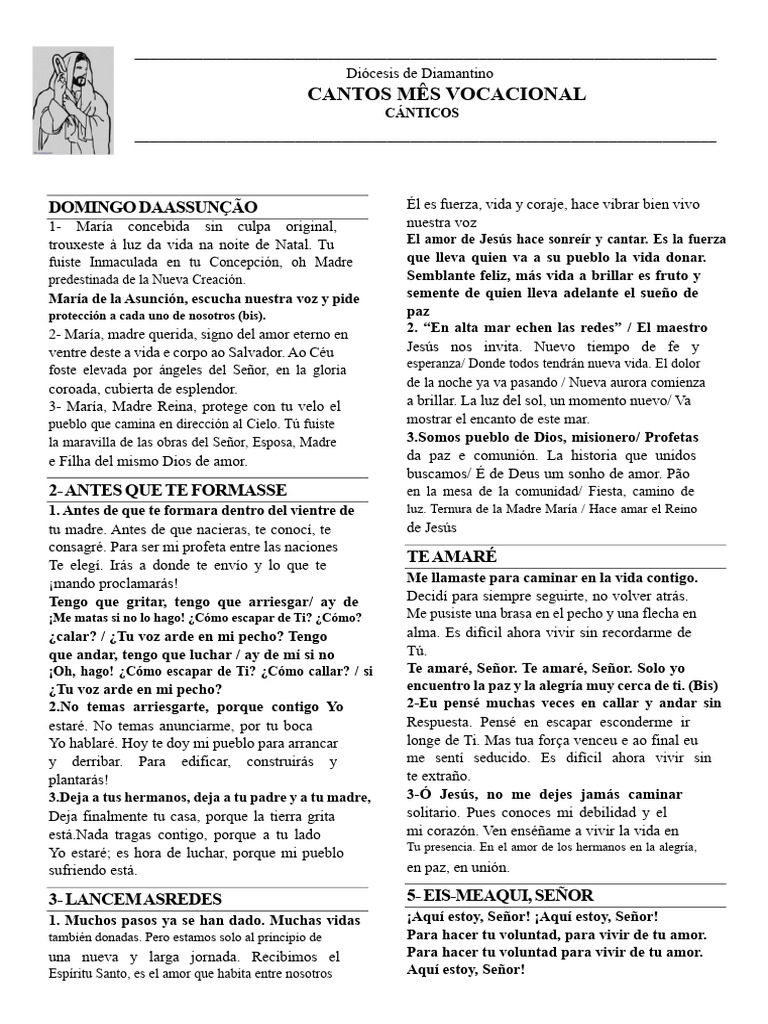 Cantos Vocacionales de la Diócesis | PDF | María, madre de Jesús | Amor